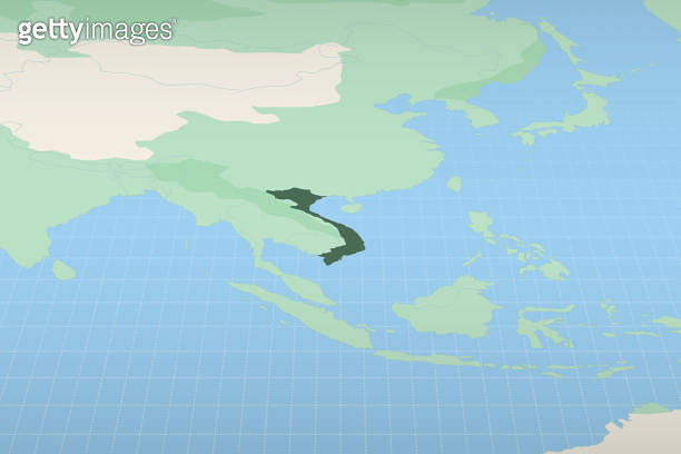 Vietnam highlighted on a detailed map, geographic location of Vietnam ...